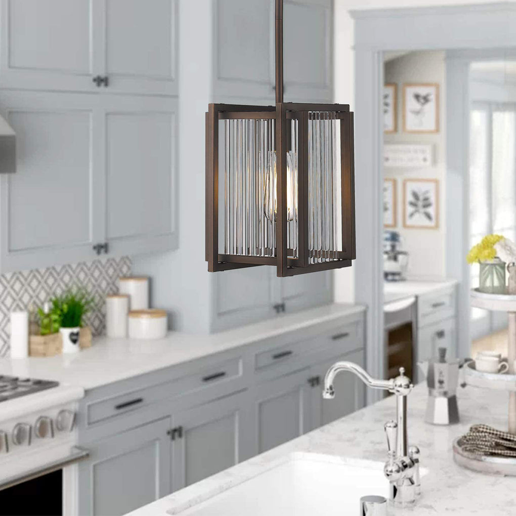 Square Iron Frame Retro Industrial Style Chandelier Dining Room Light ...