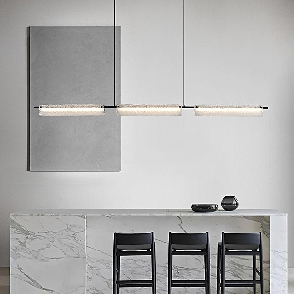 Modern Linear Copper Frosted Glass Long Kitchen Island Light – Ceenwe